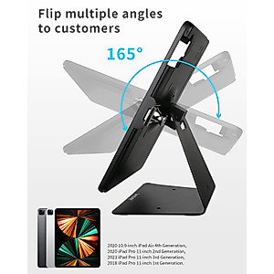 CarrieCathy Desktop Anti-Theft Security Kiosk POS Stand Holder Enclosure for 2022 2021 2020 iPad Pro 11", 10.9" 2022 iPad Air 5, 2020 iPad Air 4, Flip & Rotate