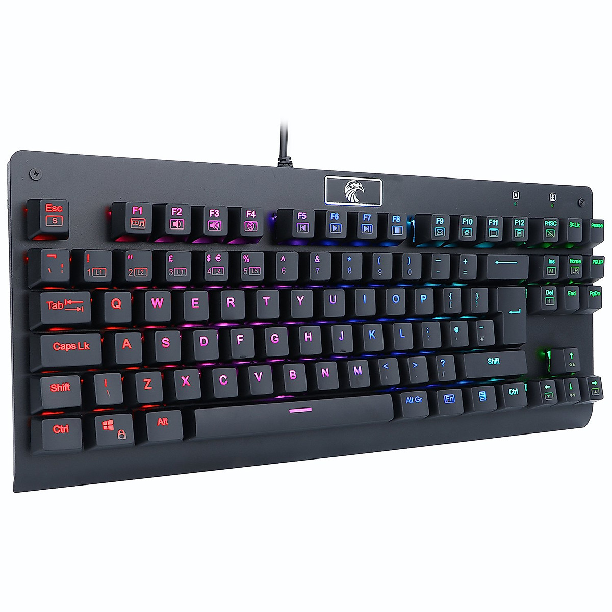 HUO JI E-Element Mechanical Eagle Z-77 Programable RGB Backlit Mechanical Gaming Keyboard with DIY Blue Switches, 88 Keys Anti-Ghosting,UK Layout, Black