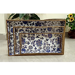 3 Pack Serving Tray | Set for Coffee Food | Breakfast | Dinner Trays Set for Food, Coffee | Breakfast | Tea, Snack | Wooden Decor Tray Used in Kitchen | Dining Room | Party | Restaurants