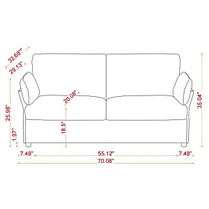 anwickjeff 70 inch Upholstered loveseat Couch Futon Sofa for Small Space Office Living Room, Modern Mini Couches Love Seat 2 Seater,Divan Daybed Sectional Sofa (Dark Grey)