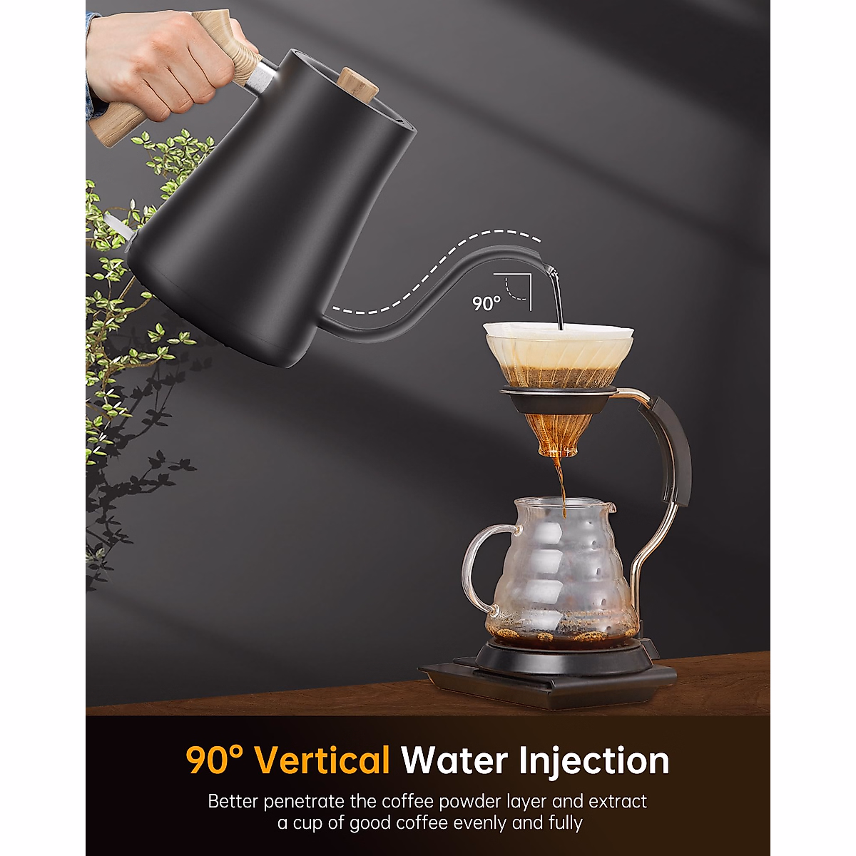 Fabuletta Gooseneck Electric Water Kettle, 3 Minutes Quick Heating, 1200W Pour Over Kettle for Coffee & Tea, Precise Water Flow Control Hot Water Boiler, 100% Stainless Steel Water Boiler