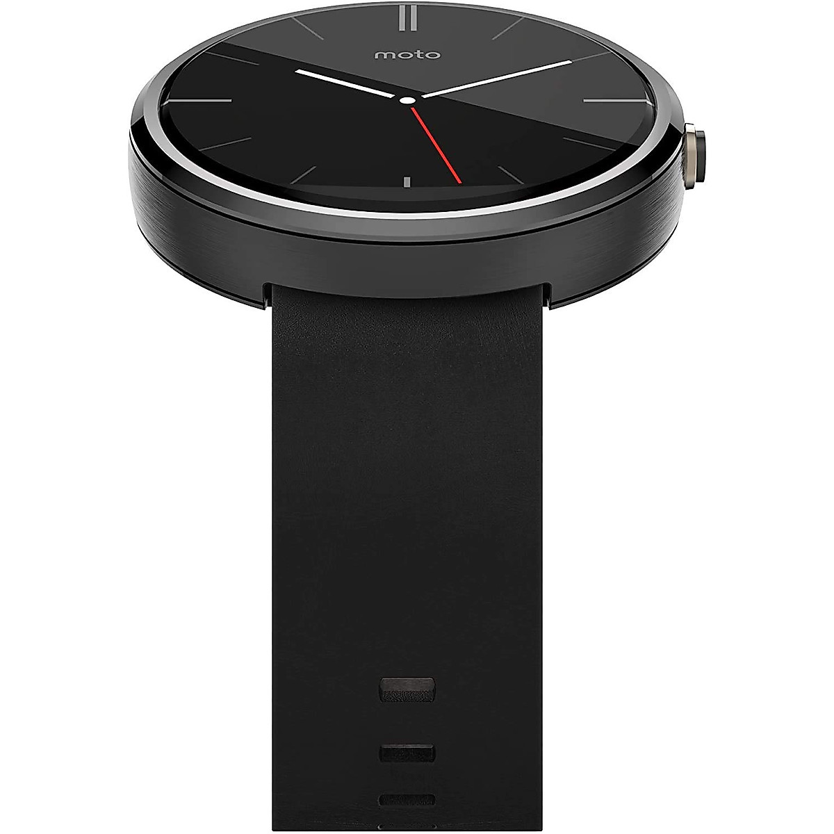 Motorola Moto 360 Timepiece Smart Watch - 1st Gen - Black Leather for Android Smart Phone - with Wall/Car Charger Dock (Renewed)