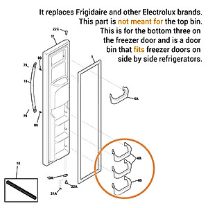 IDEASURE Refrigerator Freezer Door Bin Fit for Frigidaire Door Shelf Replacement - Bottom Door Side Shelf Replacement Parts for Frigidaire Kenmore - Replace 240351601, AP2115974, 240351607