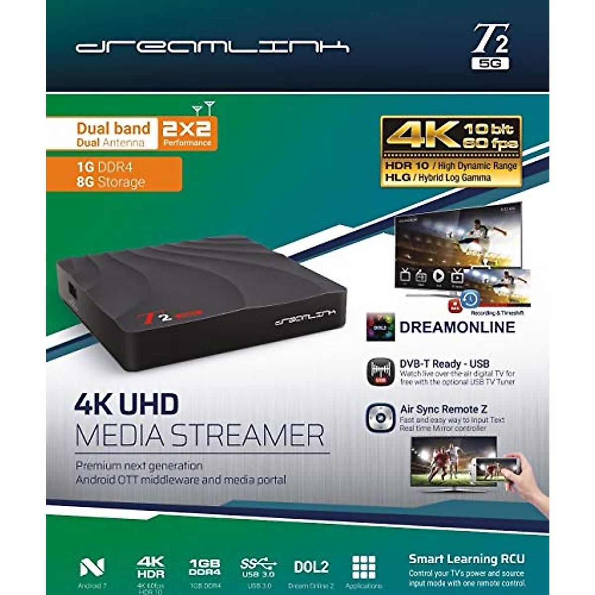 2019 Dreamlink T2 5G Hybdrid Quadcore Android 7 T2 5GDual Band 5G Built-in WiFi