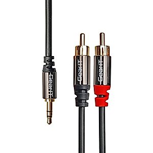 3.5mm to RCA Cable, GearIT Pro Series 35 Feet Premium Gold Plated 3.5mm to RCA Audio Stereo Cable for Headphones, Home System, Car Stereo, iPods, iPhones, MP3 Players and More - Black