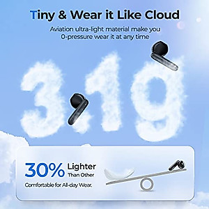 Linklike LinkPods Deep Bass Wireless Earbuds Bluetooth5.3 Earbuds with Noise Cancelling Microphone Call Clear Lightweight Wireless Earphones Hi-Fi Wireless Headphones 40H Playtime for iPhone&Android