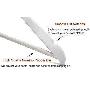 White Wood Bridal Dress Hangers Wooden Coat Hanger, Heavy Duty Clothes Hangers, Solid Wood Hangers for Shirts, Jackets, Pants, Wedding Dress, Bridesmaid Suits 10 Pack-HL01W