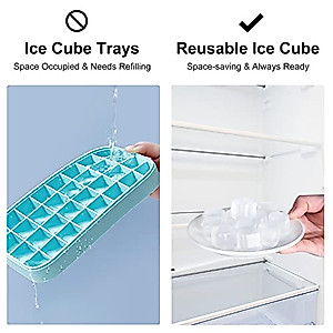 Tngan Reusable Ice Cube, 65 Pack Reusable Ice Cubes for Drinks, Washable Non-Melting Plastic Ice Cubes BPA Free, Refreezable Ice Cubes for Whiskey, Cocktails, Wine, Coffee (Transparent)