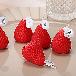 8 Pieces Strawberry Candle Strawberry Shaped Scented Candle Mini Soy Wax Candle Small Scented Cute Candle Wax Decorative Candle for Bedroom Bathroom Decoration Parties, 2 Packs (Red)