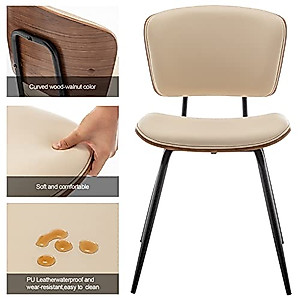 AQG Dining Chairs Mid Century Modern Dining Chairs for Kitchen Dining Living Room Chairs (Beige, Pack of 2)