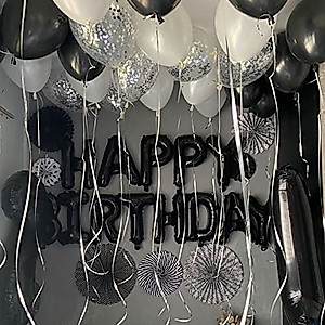 AJOYEGG Black White Silver Balloons Garland Kit 135pcs, 5+12+18inch Black White Metallic Chrome Silver and Silver Confetti Latex Balloons Arch for Wedding Bridal Shower Birthday Party Decorations