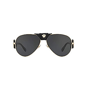Versace Man Sunglasses Gold Frame, Dark Grey Lenses, 62MM