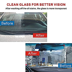 LONGLUAN Car Glass Oil Film Cleaner - Glass Film Removal Cream - Car Glass Oil Film Cleaner Safety and Long-term Protection - Glass Stripper Water Spot Remover with Sponge and Towel (3)