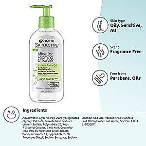 Garnier SkinActive Micellar Foaming Face Wash, For Oily Skin, 6.7 fl oz