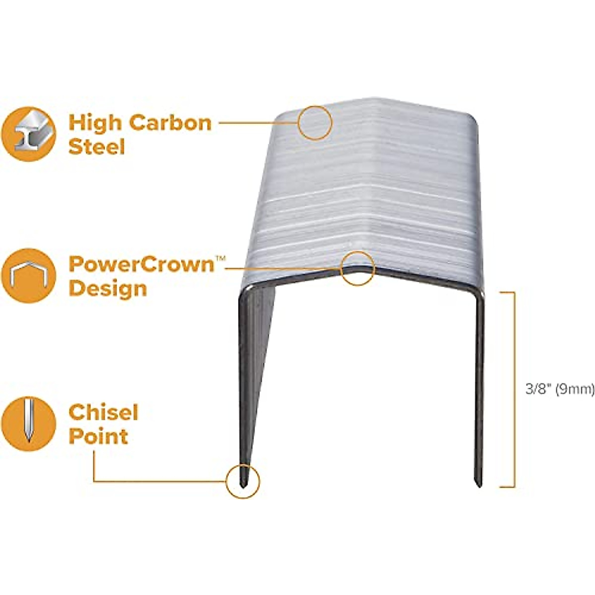 Bostitch B8 Staples 3/8 Inch PowerCrown Staples - Pack of 20,000 Staples