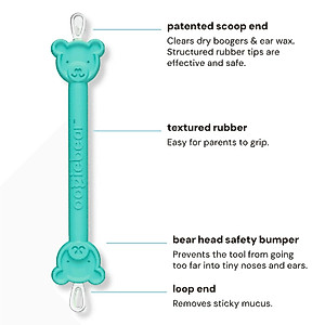 oogiebear - Nose and Ear Gadget. Safe, Easy Nasal Booger and Ear Cleaner for Newborns and Infants. Dual Earwax and Snot Remover - 2 Pack with Case - Orange and Seafoam