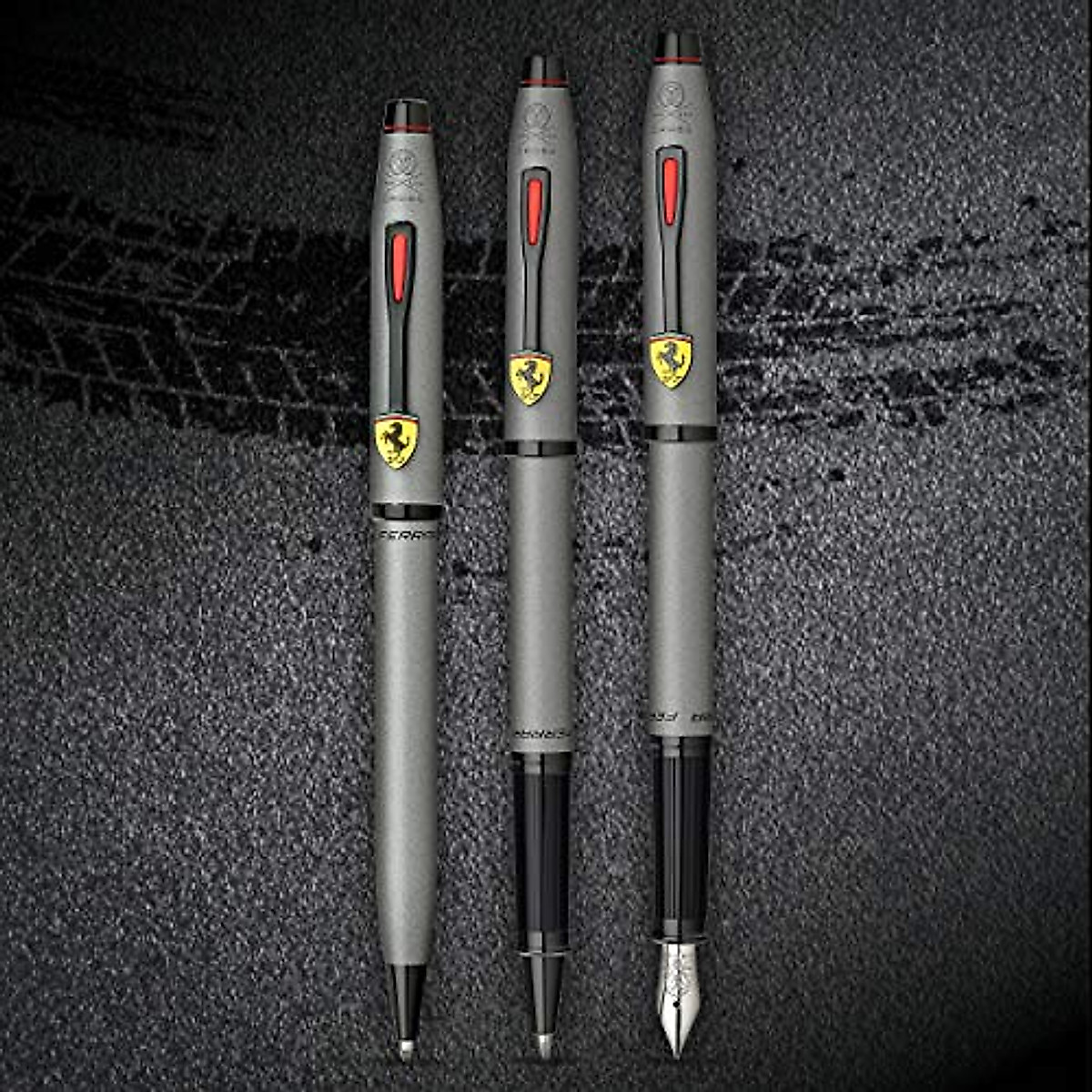 Cross Century II Scuderia Ferrari Rollerball Pen, Includes Luxury Gift Box - Titanium Grey Satin Lacquer