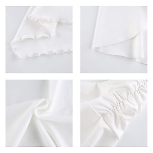 SAFRISIOR Women Ruched Ruffle Short Skirt High Waisted Stretch Pleated Tennis E-Girls 90s A-Line Mini Skirt (X-Small, White, x_s)