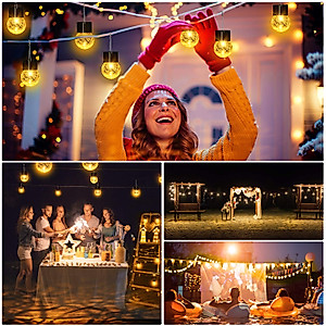 LEDIKON 12 Pack Hanging Solar Lights Outdoor Decorative,Solar Powered Cracked Glass Ball Lights,Waterproof Outdoor Hanging Globe Tree Lights with Clip for Garden Patio Path Balcony Backyard,Warm White