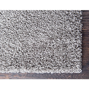 Unique Loom Solid Shag Collection Area Rug (8' x 11' Rectangle Cloud Gray)