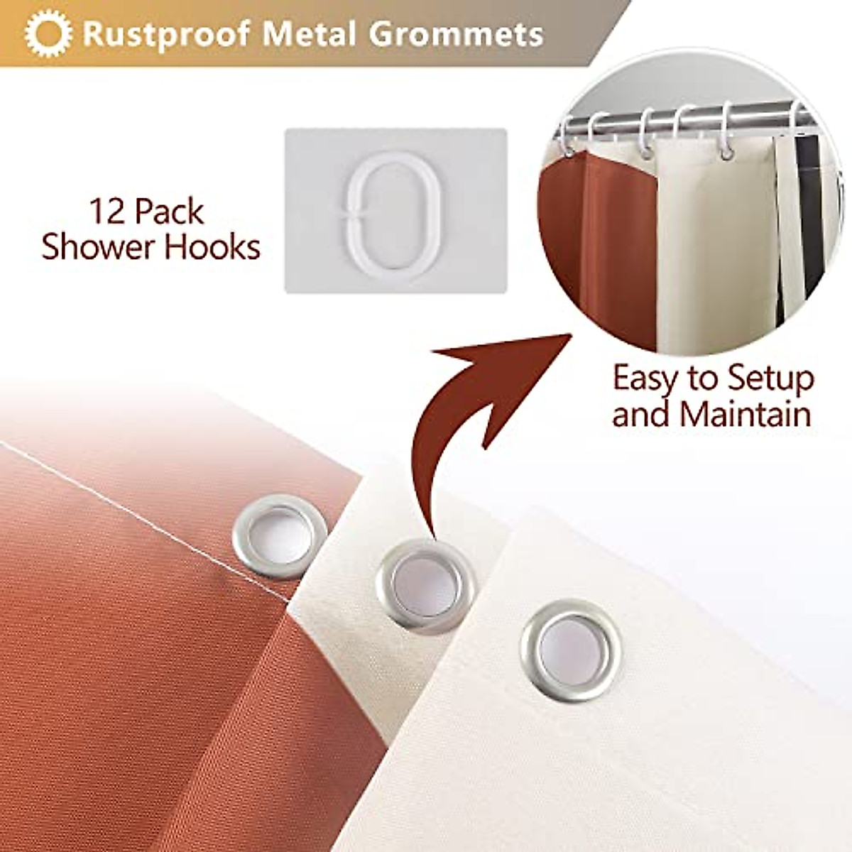 Boho Shower Curtain for Bathroom Mid Century Modern Bohemian Abstract Geometric Fabric Waterproof Bathroom Shower Curtains Set 72x72 Inch