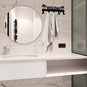 GogoGenii Beach Towel Rack Hat Hook Wall Mounted , Holiday ,W/5 Hook,16 Inches,Stainless Steel, Metal Coat, Bathrobes, Robes, Bath Towels, Keys Hook for Bedroom, Bathroom, RustProof - Black