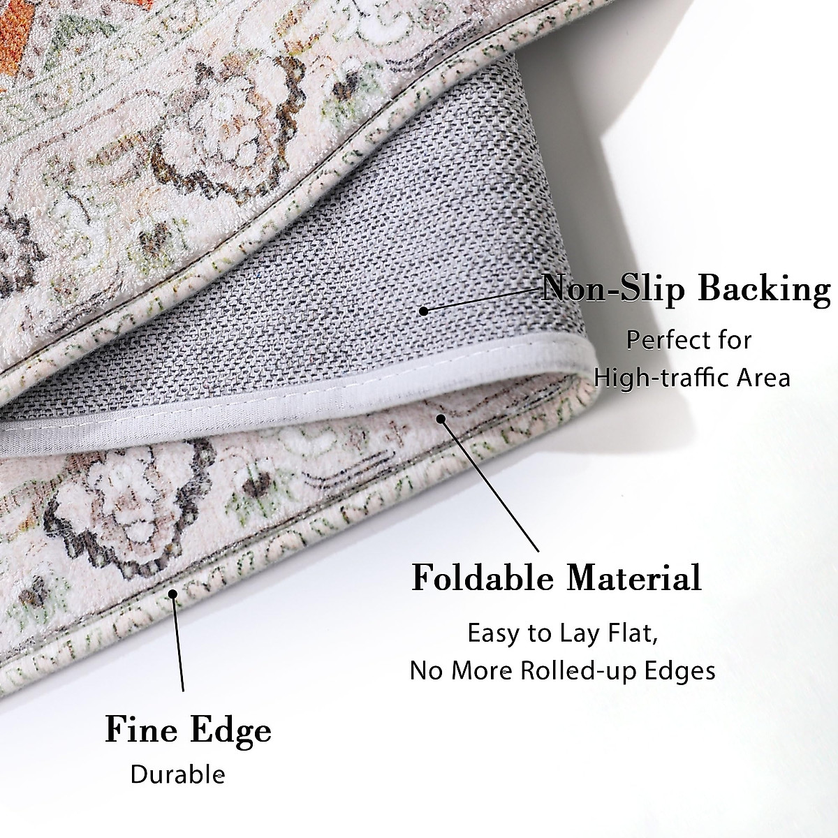 Area Rug Non-Slip 4'x6' Printed Indoor Accent Rug Washable Low-Pile Foldable Carpets Indoor Entry Throw Rug for Bedroom Living Room Dining Playroom