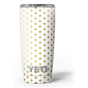 Design Skinz The Gold Mirco Cross Pattern - Skin Decal Vinyl Wrap Kit Compatible with The Yeti Rambler Cooler Tumbler Cups