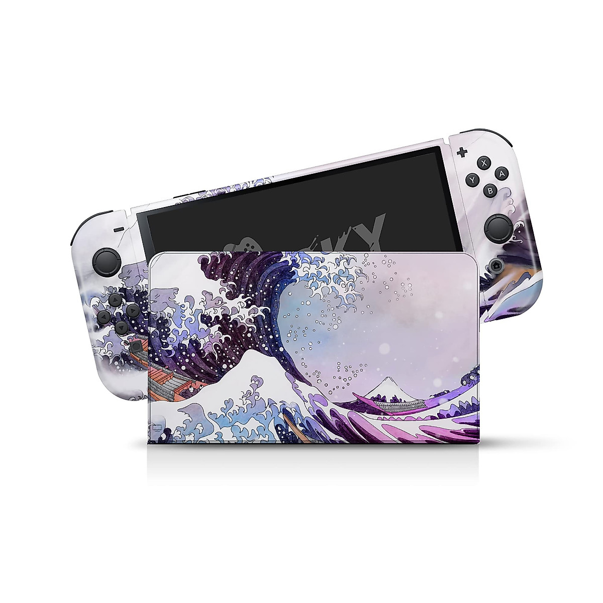 Tacky Design Wave Skin Compatible with Nintendo Switch OLED Skin Wrap Cover, Purple Skin for Nintendo Switch OLED Stickers, Premium Vinyl 3M Full Wrap Decal, Compatible with Joy-Con, Console, Dock.