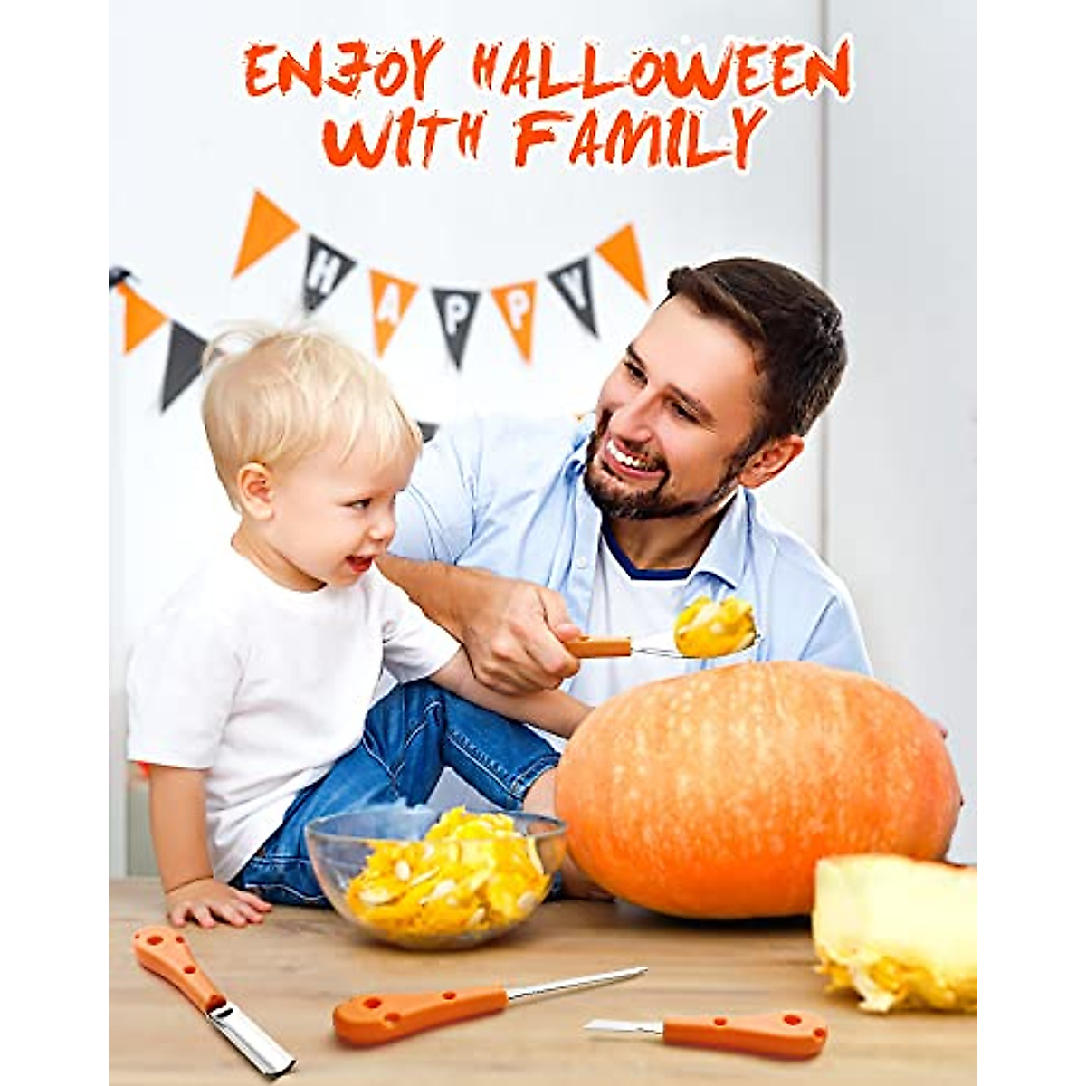 Greatever Halloween Pumpkin Carving Kit,Professional and Heavy Duty Stainless Steel Tools,Pumpkin Carving Set with Carrying Case(7pcs)