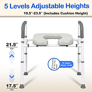 Bogural Raised Toilet Seat with Handles, Height Adjustable Elevated Toilet Seat Riser, 400 lbs Toilet Seat Riser for Seniors, Disabled and Pregnant, Fit Any Toilet