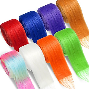 XunYee 8 Pcs Christmas Faux Fur Plush Fur Fabric Precut Strips Fuzzy Fur Ribbon Soft Fake Precut Rolls for Cosplay Costume DIY Craft Gnomes Beard Santa Claus Dwarf Decoration(2 x 60 Inch)