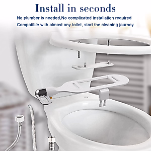 Atalawa Bidet Toilet Seat Attachment Ultra Slim Bidet With Self Cleaning Dual Nozzle Adjustable Water Non Electric Bidet Fresh Water Spray for Sanitary and Feminine Wash