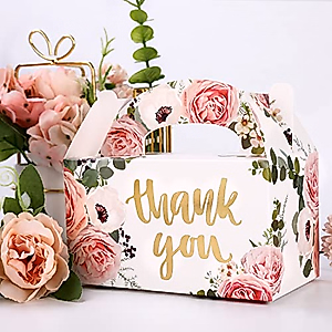 SOSFKIM Gable Treat Boxes Large 24 Pack - Floral Party Favor Boxes Bulk Embossed Foil 6.3x 3.5x 3.5in - Goodie Gable Boxes for Baby Shower, Wedding, Birthday