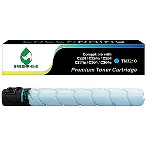 GREENRHINO Compatible Toner Cartridge Replacement for Konica TN321 TN321C (A33K430) to use for Minolta BizHub C224 C224e C284 C284e C364 C364e (Cyan, 1-Pack)