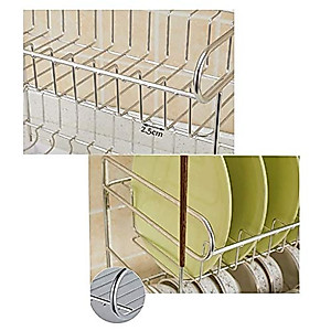 SDGH Stainless Steel Dish Rack - Double Dish Rack Kitchen Rack Storage 41.3x28.7x35cm(LxWxH)