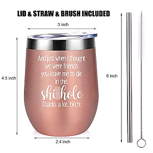 Coolife Wine Tumbler Cup - Going Away Gift for Coworker, Coworker Leaving Gifts for Women - Just When I Thought We were Friends - New Job, Farewell Gifts, Goodbye Gifts for Coworkers, Colleague, Boss