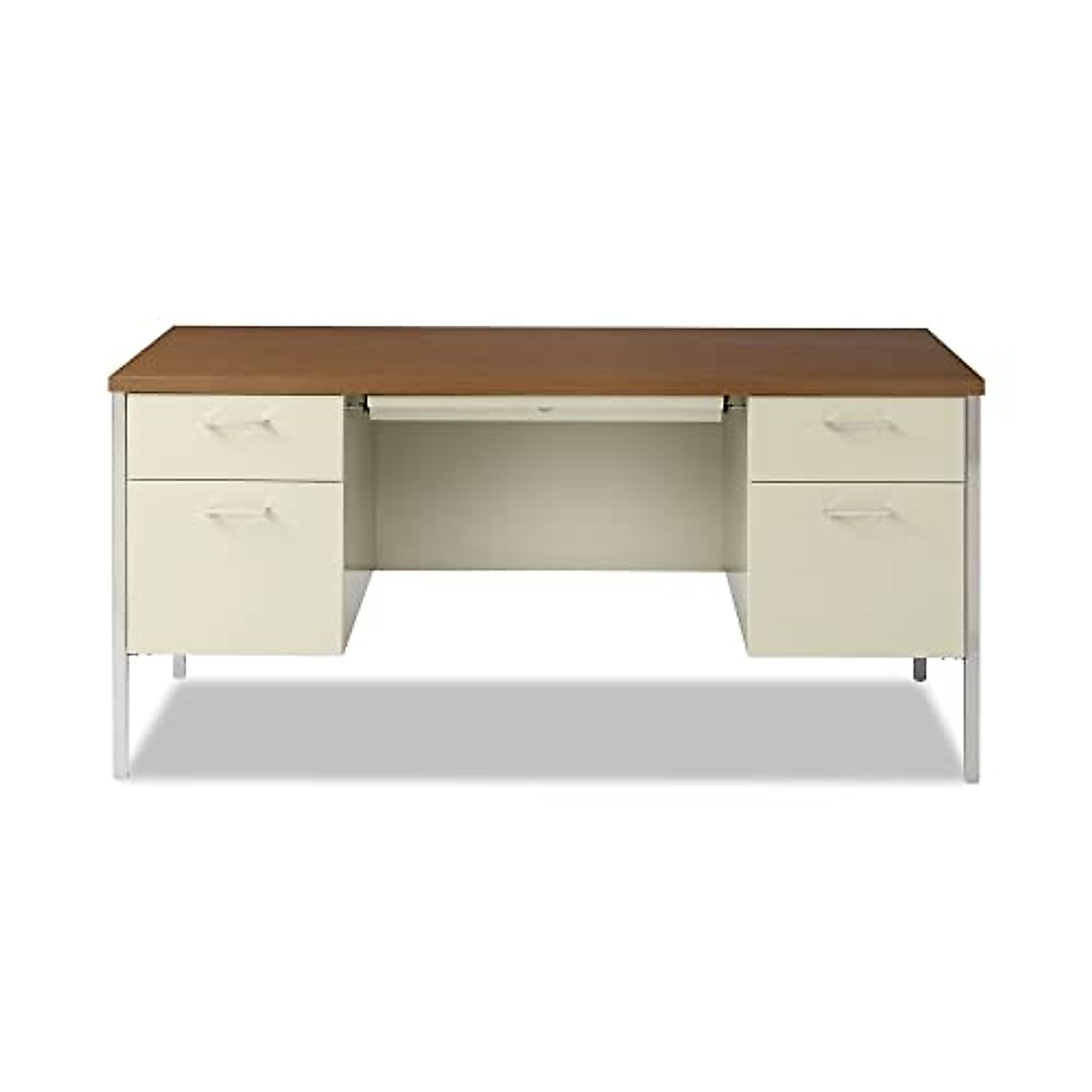 Alera SD216030PO Double Pedestal Steel Desk, 60w x30d x 29-1/2h, Cherry/Putty