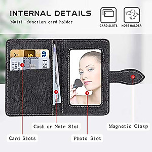 FYY Card Holder for Back of Phone, Cell Phone Card Holder Stick on Wallet Card Case with [Magnetic Closure], Slim 3M Adhesive Card Wallet Compatible for iPhone/Samsung and Most Smart Phones Black