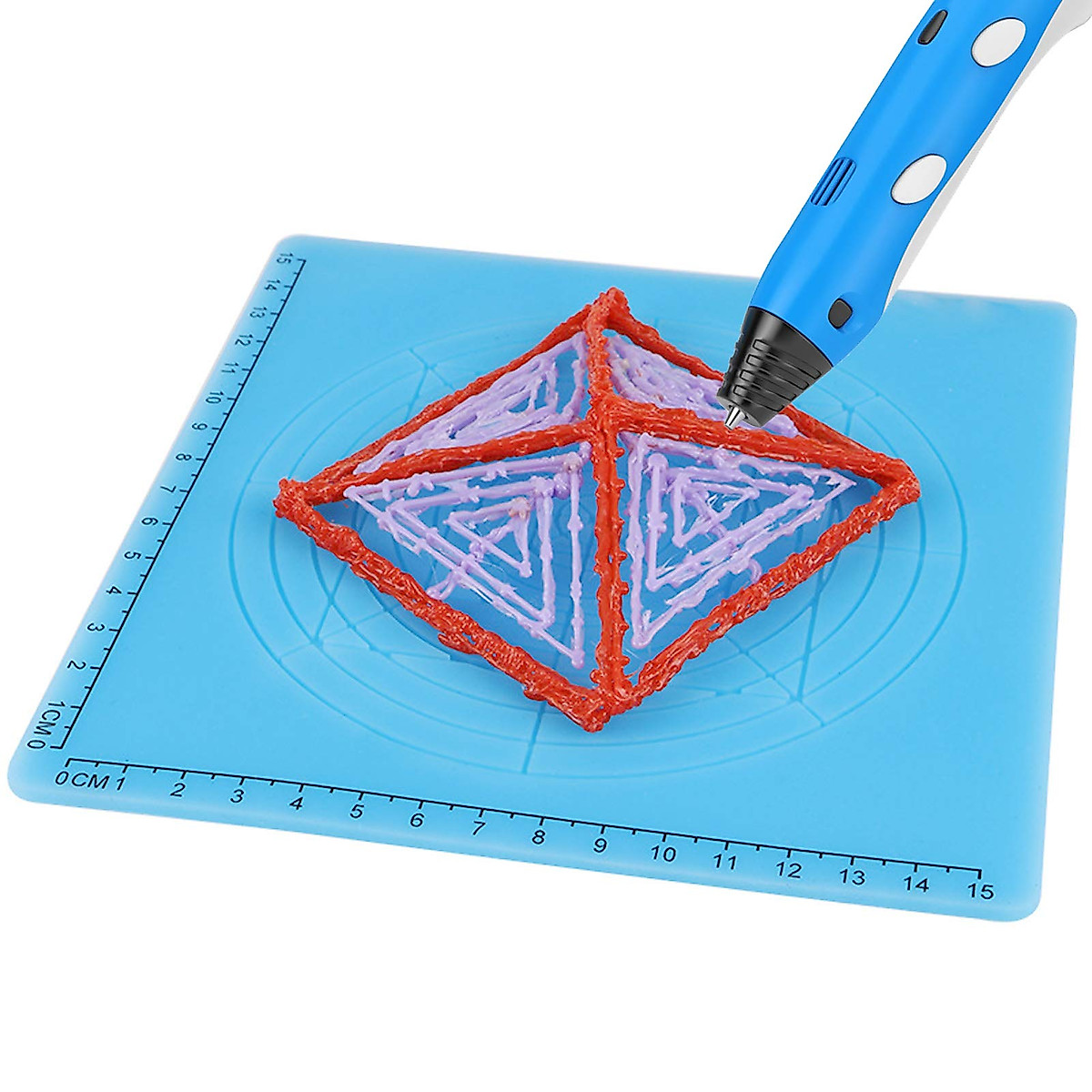 YILUFA 3D Printing Pen Silicone Pad Blue Copy Board Soft Mat Drawing Tool with Finger Caps,Material Silicone,170mm / 6.7in