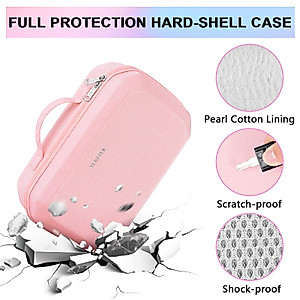 YOREPEK Cute Carrying Case Compatible with Oculus Quest 2 Headsets, Basic Elite Strap, Controllers and VR Accessories for Women, Hard Meta Carry Bag for Travel and Home Storage - Pink