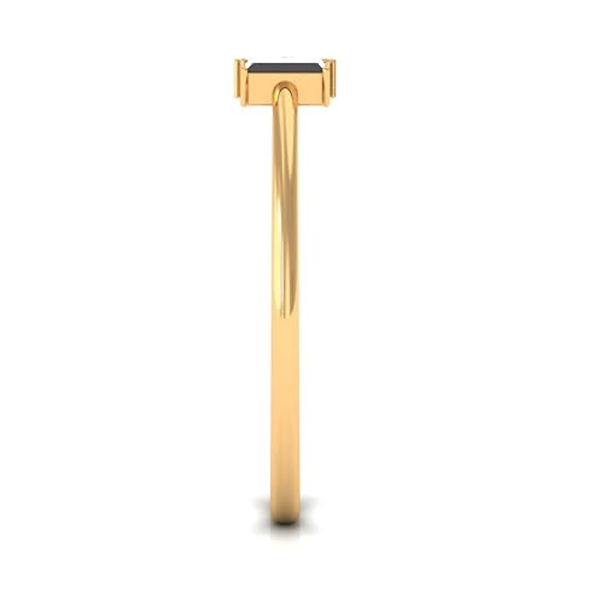 Black Spinel Minimal Ring for Women, AAA Quality, Dainty Promise Engagement Ring, 14K Yellow Gold, Size:US 6.50