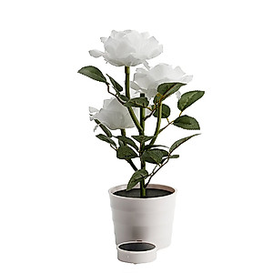 Solar Pot LED Light Rose Table Lamp 3 Lights LED Flexible Desk Lamp for Room Decoration (White)