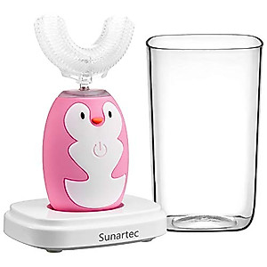 Sunartec Ultrasonic Electric 360 Toothbrush for Kids Teeth Whitening Kits with Voice Prompt, 3 Modes Gums Care Sonic Toothbrushes for Children's Gifts (2 Brushes in 2-7)