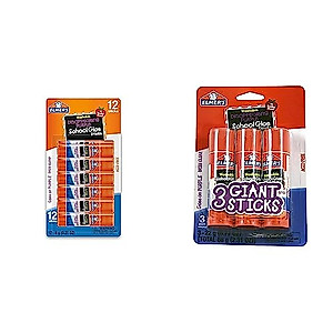 Elmer's Disappearing Purple School Glue Sticks, Washable, 6 Grams, 12 Count & Disappearing Purple School Glue Sticks, Washable, 22 Grams, 3 Count