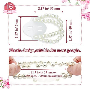 LEEFONE 16 Pieces Elastic Pearl Wrist Corsage Bands Wristlets Stretch Faux Pearl Wedding Wristband DIY Wrist Corsages Accessories for Bride Flowers Prom Beach Party Supplies