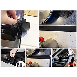 Silicone Kitchen Stove Gap Covers, Kitchen Counter Gap Anti-Slip Non-Tacky Filler Seals Spills Between Counter, Stovetop, Oven, Washer, heat-resistant，Set of 2 (21 Inches, Black) by liboyixi