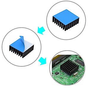 Easycargo 10pcs 25mm Heatsink Kit 25x25x10mm + 3M 8810 thermal conductive adhesive tape, cooler Aluminum Heat Sinks for cooling Raspberry Pi 4 GPU IC Chips LED (25mmx25mmx10mm)