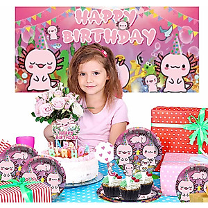 Axolotl Birthday Party Decorations Party Supplies Plates Balloons Banner Cake Toppers Plastic Cutlery Disposable Knives Forks Set Decorations Decor