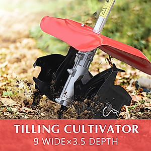 Handheld Tiller Cultivator, 42.7CC 2 Stroke Gas Powered Yard Garden Farm Tilling Tool,Mini Weeding Tilling Tool Gas Powered Engine